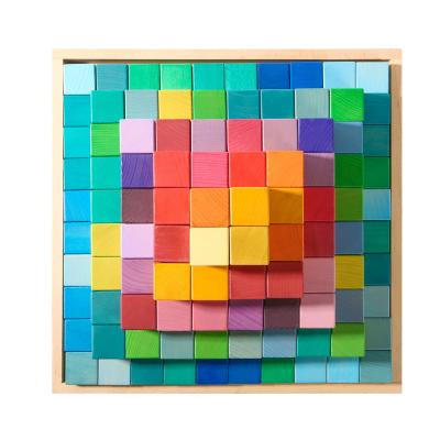 Cina Particelle elementari di legno 4.5cm conoscitive dell'arcobaleno dei giocattoli dei blocchetti del castello in vendita