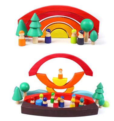 中国 赤ん坊3cmの空の雲の幼児のための大きい虹のスタッカーの大きい木のブロック 販売のため