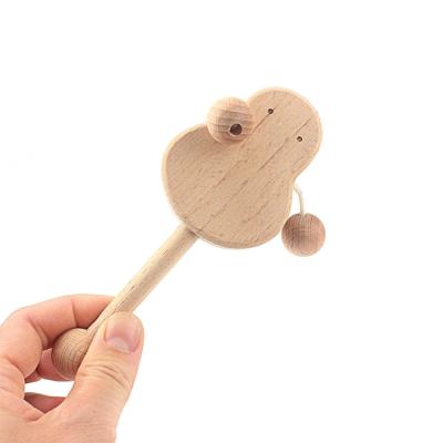 Cina Legno di faggio sicuro di legno a 6 pollici di Teethers Tambor del Handbell Teether in vendita