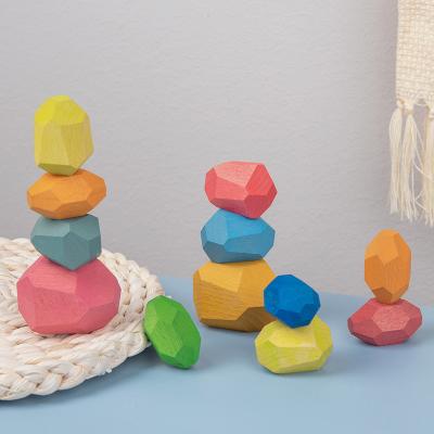 China Jenga 14cm Rots Houten Bouwstenen Geplaatst het Houten Stapelen blokkeert In evenwicht brengend Stuk speelgoed Te koop