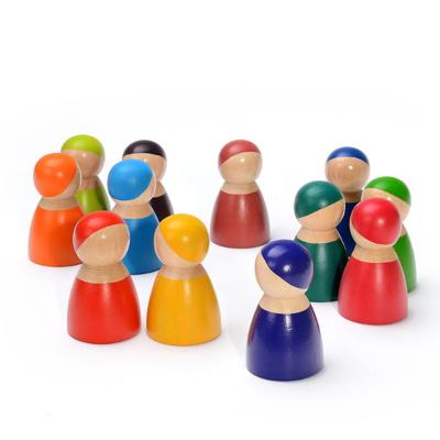 China Baby 15cm Brug Houten Bouwstenen Toy Nesting Rainbow Block Set Te koop