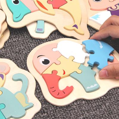 Cina Il puzzle di legno del blocchetto di Macaron 3D gioca i blocchi animali di legno in vendita