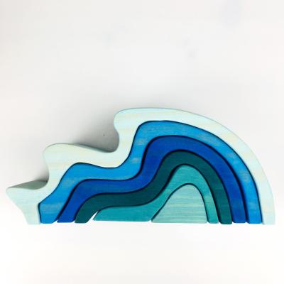 Cina Particelle elementari di legno Toy Geometric Rainbow Building Blocks di Pegdolls in vendita