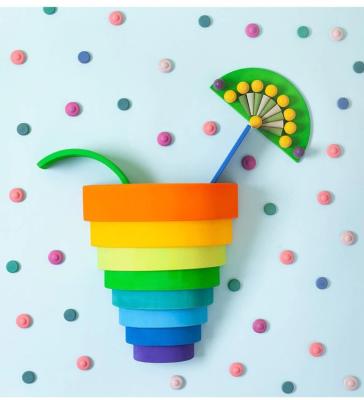 Cina giocattoli di legno educativi di Montessori dell'impilatore dell'arcobaleno 6pcs in vendita