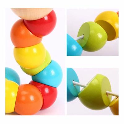 Cina Sedere variopinte di Caterpillar dei nuovi dell'arcobaleno del verme di torsione del burattino di cognizione di divertimento dei giocattoli di forma bambini di legno variabili educativi dei blocchetti in vendita