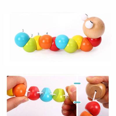 Cina Sedere variopinte di Caterpillar dei nuovi dell'arcobaleno del verme di torsione del burattino di cognizione di divertimento dei giocattoli di forma bambini di legno variabili educativi dei blocchetti in vendita
