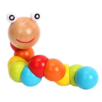 Cina Sedere variopinte di Caterpillar dei nuovi dell'arcobaleno del verme di torsione del burattino di cognizione di divertimento dei giocattoli di forma bambini di legno variabili educativi dei blocchetti in vendita