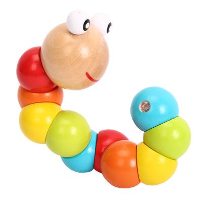 Cina Sedere variopinte di Caterpillar dei nuovi dell'arcobaleno del verme di torsione del burattino di cognizione di divertimento dei giocattoli di forma bambini di legno variabili educativi dei blocchetti in vendita