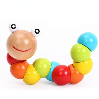 Cina Sedere variopinte di Caterpillar dei nuovi dell'arcobaleno del verme di torsione del burattino di cognizione di divertimento dei giocattoli di forma bambini di legno variabili educativi dei blocchetti in vendita