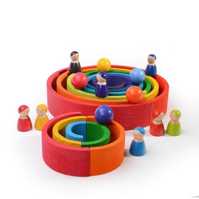 Cina Particelle elementari di legno dell'arcobaleno dei giocattoli di DIY 3D grandi per i bambini dei bambini in vendita