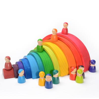Cina Particelle elementari di legno dell'arcobaleno dei giocattoli di DIY 3D grandi per i bambini dei bambini in vendita