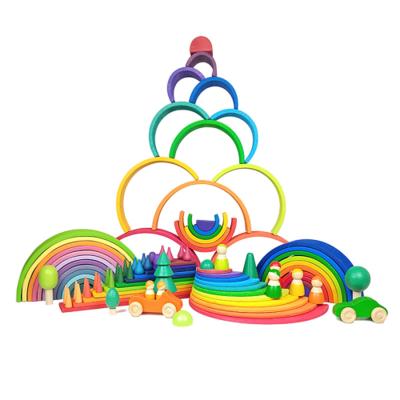 Cina Particelle elementari di legno dell'arcobaleno dei giocattoli di DIY 3D grandi per i bambini dei bambini in vendita