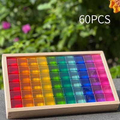 Cina La grande via Gem Blocks Kids Transparent Windows di legno di colore blocca il bambino acrilico dei blocchetti dei cubi dei mattoni del gioco X che impila T in vendita