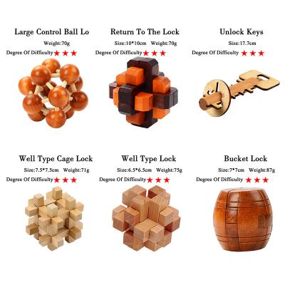 Cina Gioco di legno di puzzle di quoziente d'intelligenza di Kong Ming Puzzles Set Luban Lock per il giocattolo adulto del gioco di grado dei livelli di Brain Teaser 3 dell'uccisore di tempo dei bambini in vendita