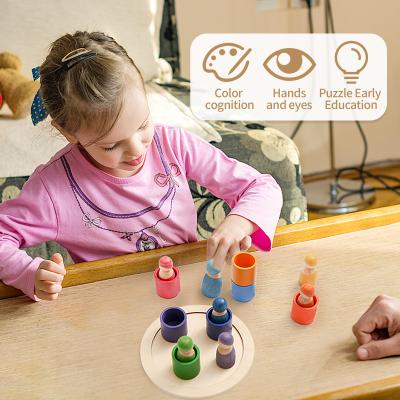 Cina Blocchetto di legno educativo dell'arcobaleno di Montessori che conta i bambini di puzzle del gioco in vendita