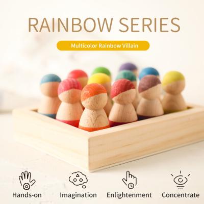 Cina Blocchetto di legno educativo dell'arcobaleno di Montessori che conta i bambini di puzzle del gioco in vendita