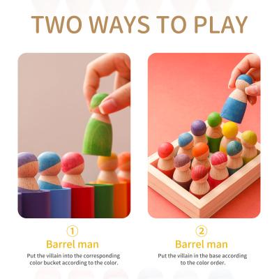 Cina Blocchetto di legno educativo dell'arcobaleno di Montessori che conta i bambini di puzzle del gioco in vendita