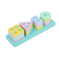 China Puzzle Wooden Stacking Blocks Baby Shape Sorting Developmental Tumble Tower for sale