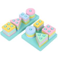 China Puzzle Wooden Stacking Blocks Baby Shape Sorting Developmental Tumble Tower for sale