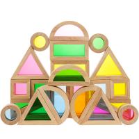 China Wooden Rainbow Stacking Blocks Creative Colorful Learning And Educational for sale