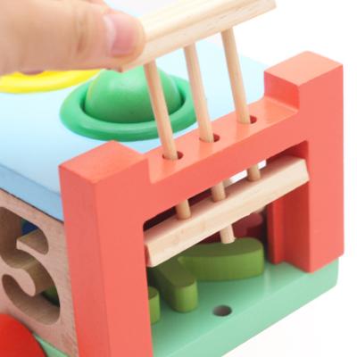China Wooden Knocking Blocks Pull Along Car Number Color Pairing Interactive for sale