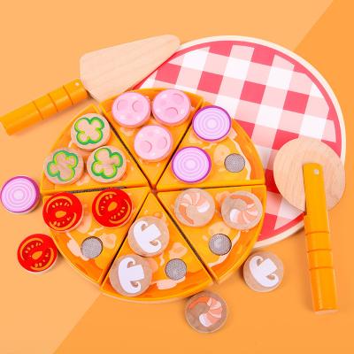 China Houten Pizza Toy Fruit Vegetable With Tableware van de voedsel de Kokende Simulatie Te koop