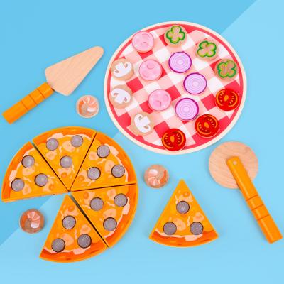 China Houten Pizza Toy Fruit Vegetable With Tableware van de voedsel de Kokende Simulatie Te koop