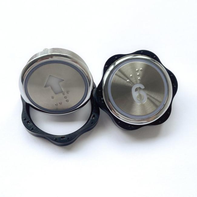 Round Stainless Steel 32.5mm DC24V Braille Push Button Press Floor Button For Elevator Lift