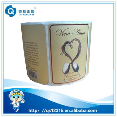 China Etiquetas autas-adhesivo revestidas de la hoja de oro para la botella de copa de vino de la uva en venta