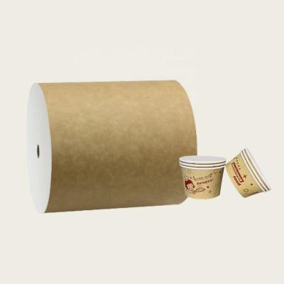 China Paper Cup Raw Material PE Coated Kraft Paper Roll for Cups and Bowl Making Bottom Brown Kraft Paper Roll for sale