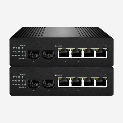 중국 4 PoE 활성화 된 RJ45 및 2 SFP 산업 계층 2 Gigabit 스위치 네트워크 연결 판매용