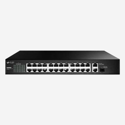 China Desktop Mounting Gigabit Unmanaged Ethernet poE Switch With 26 RJ45 And 1 SFP, 54Gbps Switching Capacity for sale