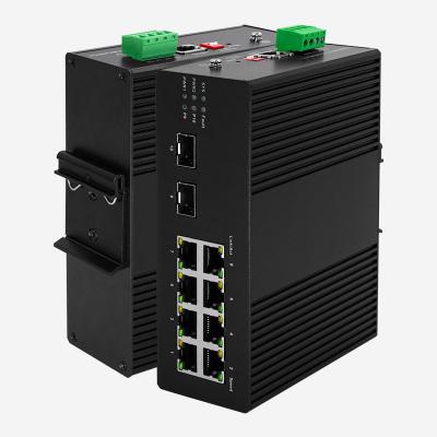 China DC 12V-57V Power Supply Gigabit 8 RJ45 Industrial Managed Switch With 0%-95%RH Working Humidity for sale