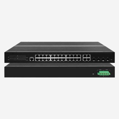 China 4GE Combo Gigabit Industrial Managed Switch With 24 10/100/1000M RJ45 Ports For Industrial Applications -40℃-75℃ for sale