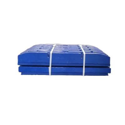China Piezas de repuesto para trituradoras de mandíbulas de fundición de manganeso 814328598900 Placas de mandíbulas giratorias fijas en venta