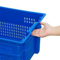 China Plastic Dislocation Moving Basket Fruit Vegetable Crate 605x430x350mm Nestable Stackable for sale