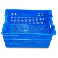 China HDPE Stacking Plastic Crate 550x405x260mm for Bread Vegetable Fruit Packaging Box for sale