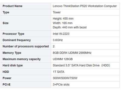 Cina Lenovo ThinkStation P520 Tower Workstation Design concettuale Modello digitale 3D per la tua in vendita
