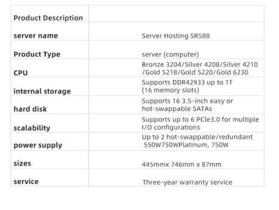 Cina Lenovo Thinksystem SR588 Server Rack con Processore Silver pronto per la spedizione in vendita