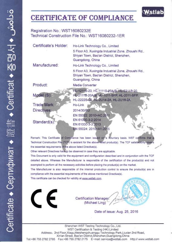 CE - Ho-link Technology Co., Limited