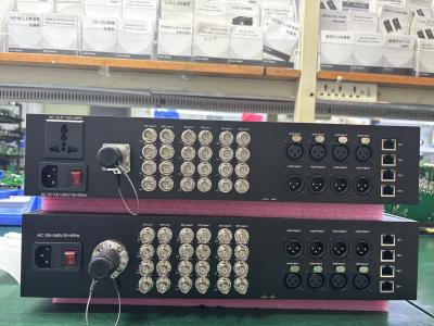 Китай 12-канальный оптоволоконный преобразователь 12G-SDI + 4-канальный балансный аудио XLR + 4-канальный Ethernet 1 Гбит/с, с разъемом SMPTE для оптоволокна для передачи продается