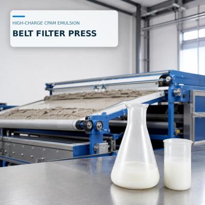 China High-Charge Polyacrylamide CPAM Emulsion for Belt Filter Press Sludge Dewatering for sale