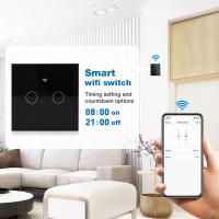 China Amazon Alexa And Google Home Control Smart Wall Light Switch Tempered Glass Touch Screen for sale