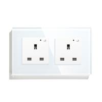China Double Frame Smart Wifi Socket Plug 13A Uk 3 Pin Mini Socket Tuya Voice Control for sale