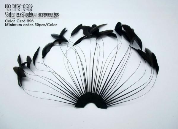 Millinery Supplies Striped Coque Feather Hand Fan 15x15cm Length