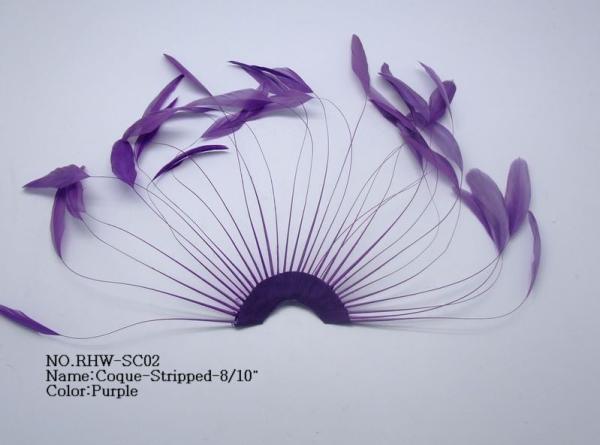 Millinery Supplies Striped Coque Feather Hand Fan 15x15cm Length