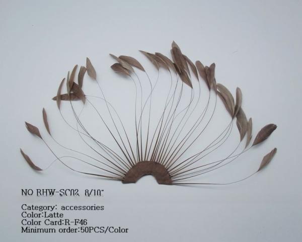 Millinery Supplies Striped Coque Feather Hand Fan 15x15cm Length
