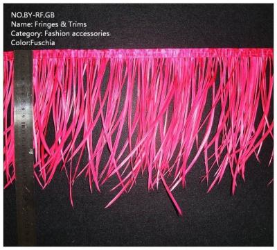 China Geverfde Spiky Goose Biot Feather Fringe Trim met Satin Ribbon Tapes Kippenveer Te koop