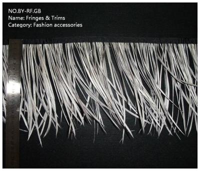 China Geverfde Spiky Goose Biot Feather Fringe Trim met Satin Ribbon Tapes Kippenveer Te koop