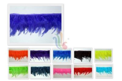 China 4-6 Inch Saddle Hackle Feather Fringe Trim With Satin Ribbon Tapes 1 Yard/Meter for sale